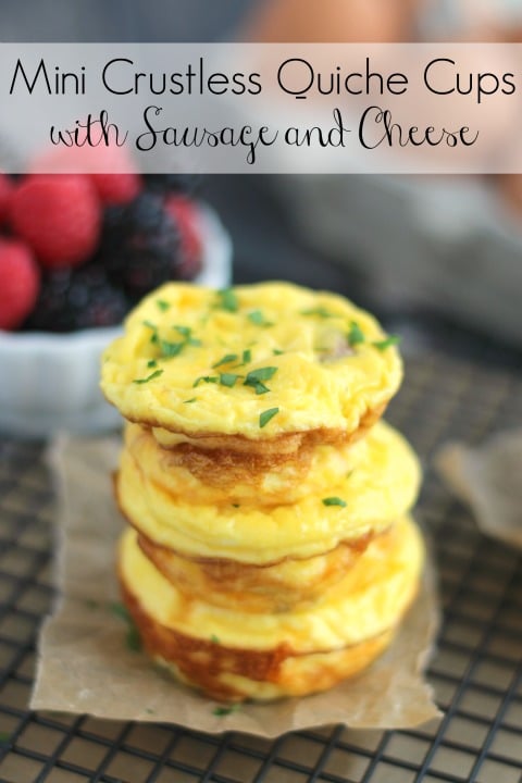 Mini Crustless Quiche Cups with Sausage and Cheese - Two Healthy Kitchens