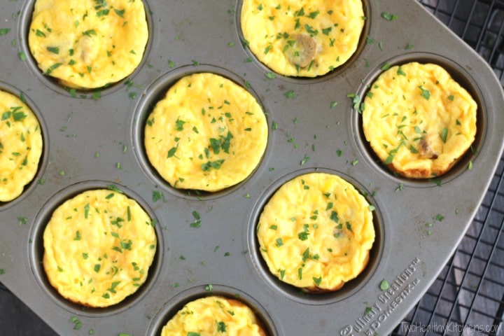 Mini Crustless Quiche Cups with Sausage and Cheese - Two Healthy Kitchens