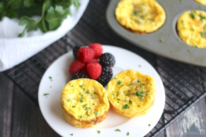 Mini Crustless Quiche Cups with Sausage and Cheese - Two Healthy Kitchens
